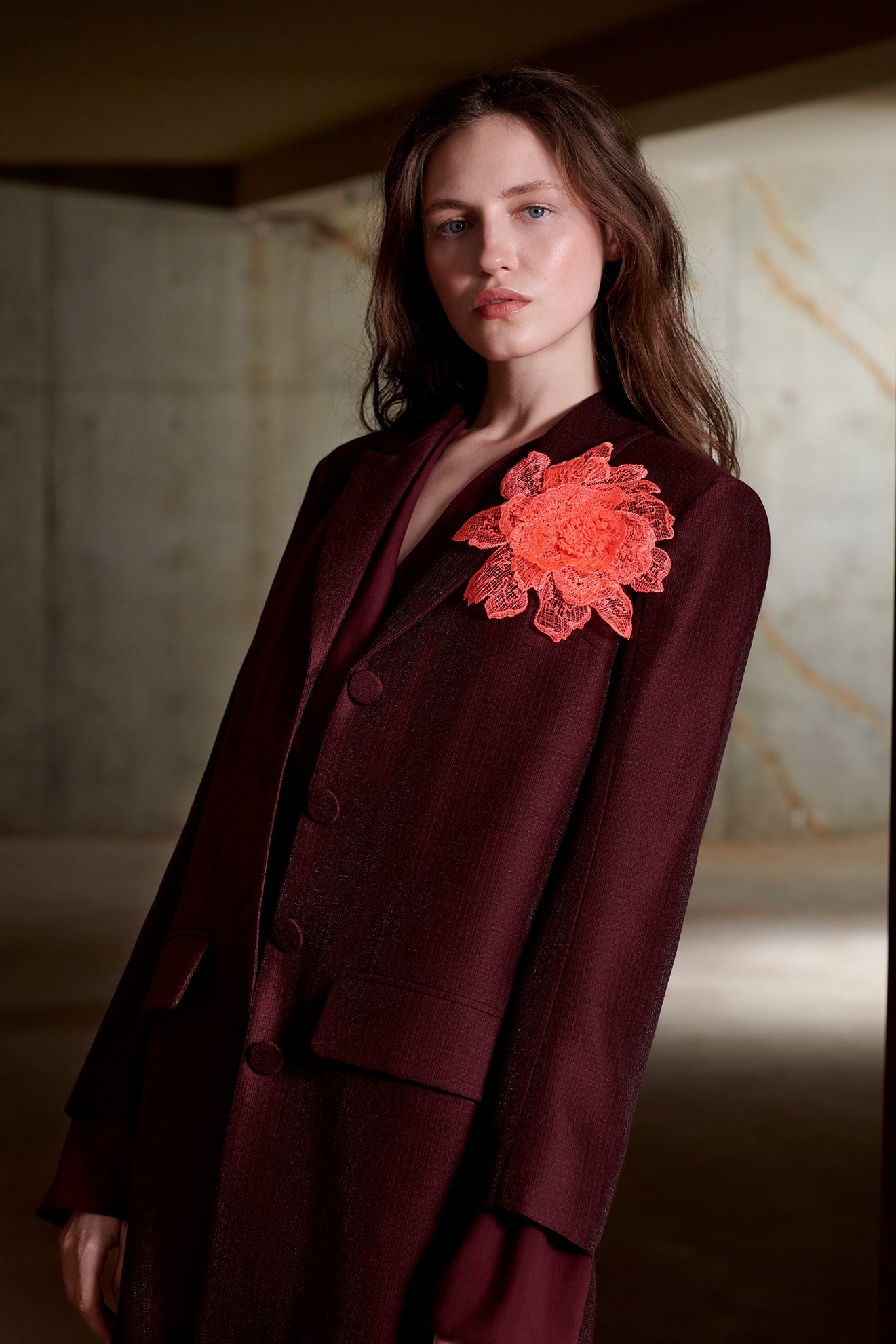 Neon Coral Lace Rose Brooch – AUDRA